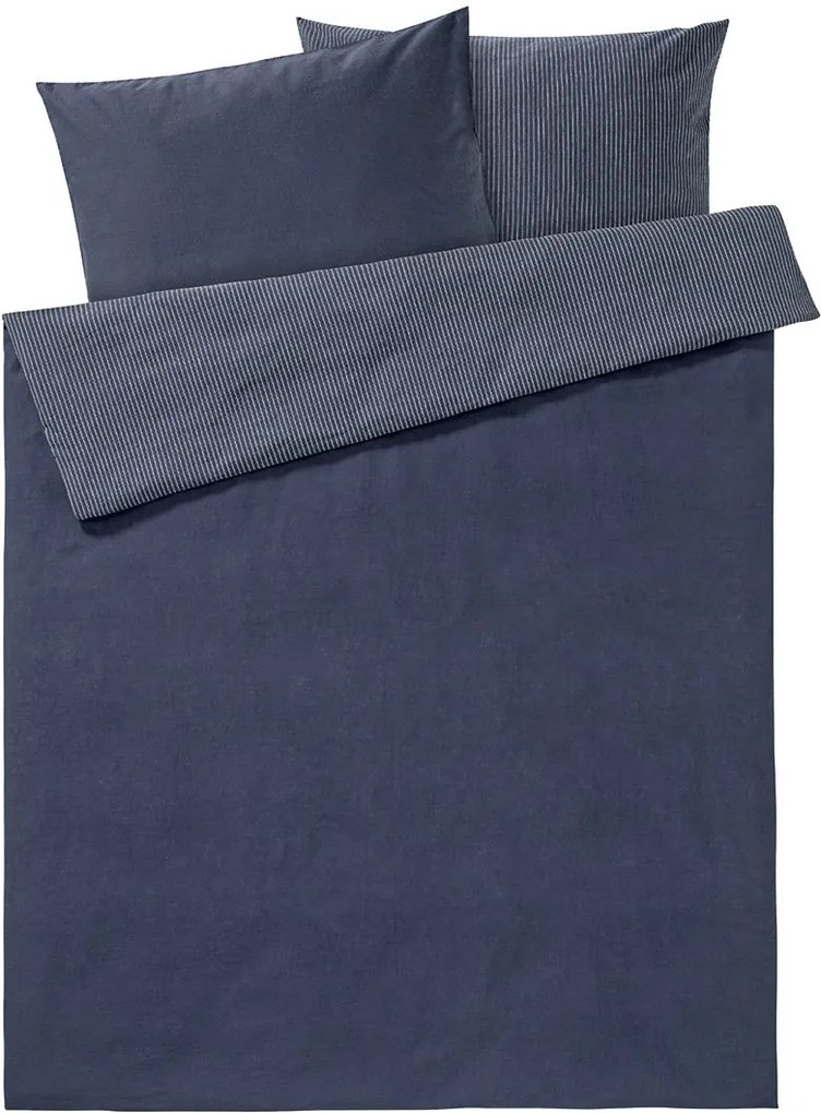 MERADISO® Lněné ložní prádlo, 200 x 220 cm (modrá), Barva: modrá - 4056232387514
