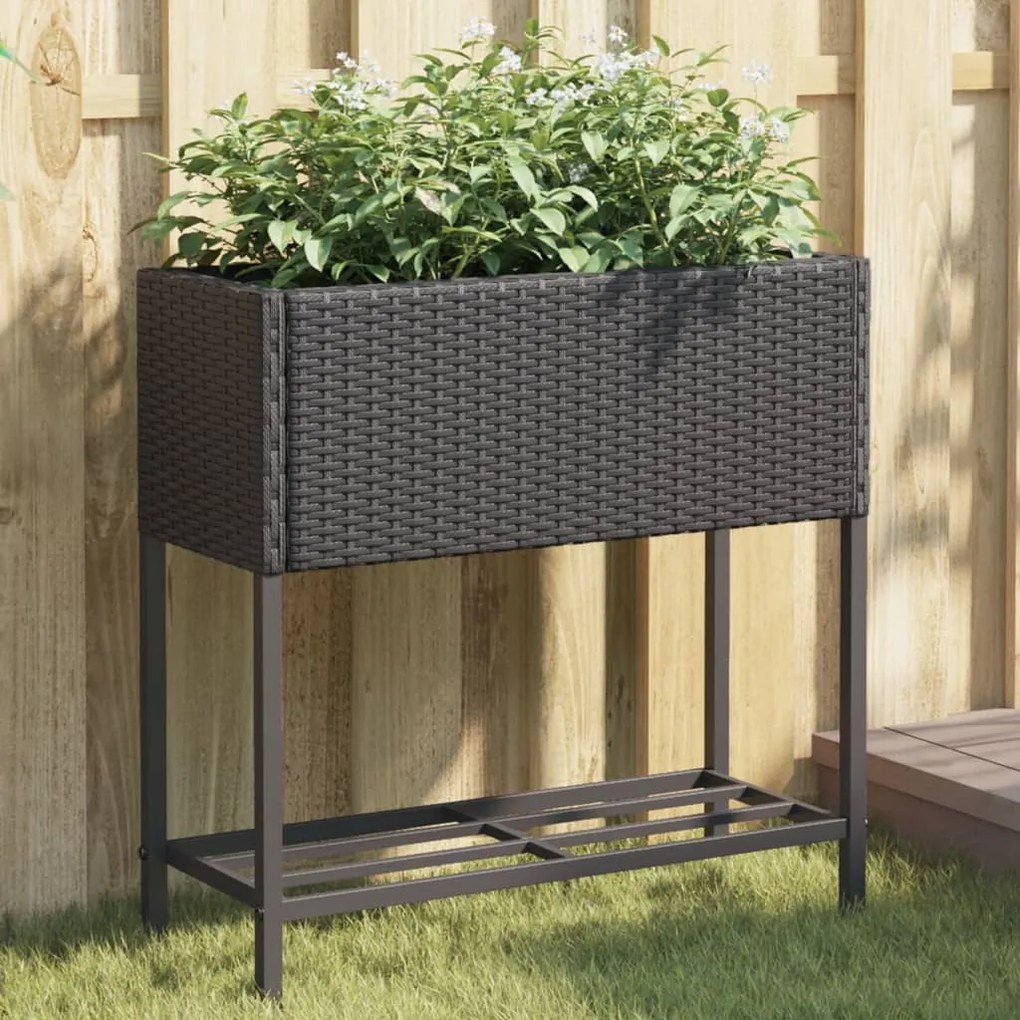Zahradní truhlíky s policí 2 ks černé 70 x 28 x 70 cm 3210510