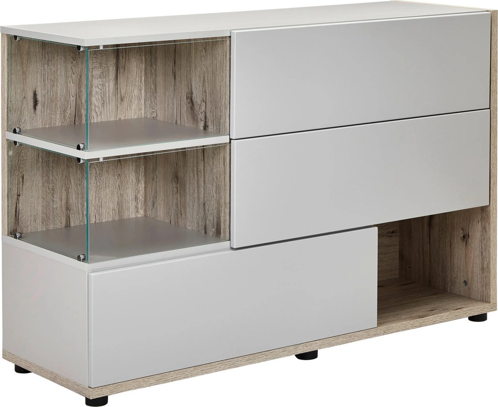 XXXLutz KOMODA, šedá, barvy dubu, 120/77/40 cm MID.YOU - Široké komody - 001170009005