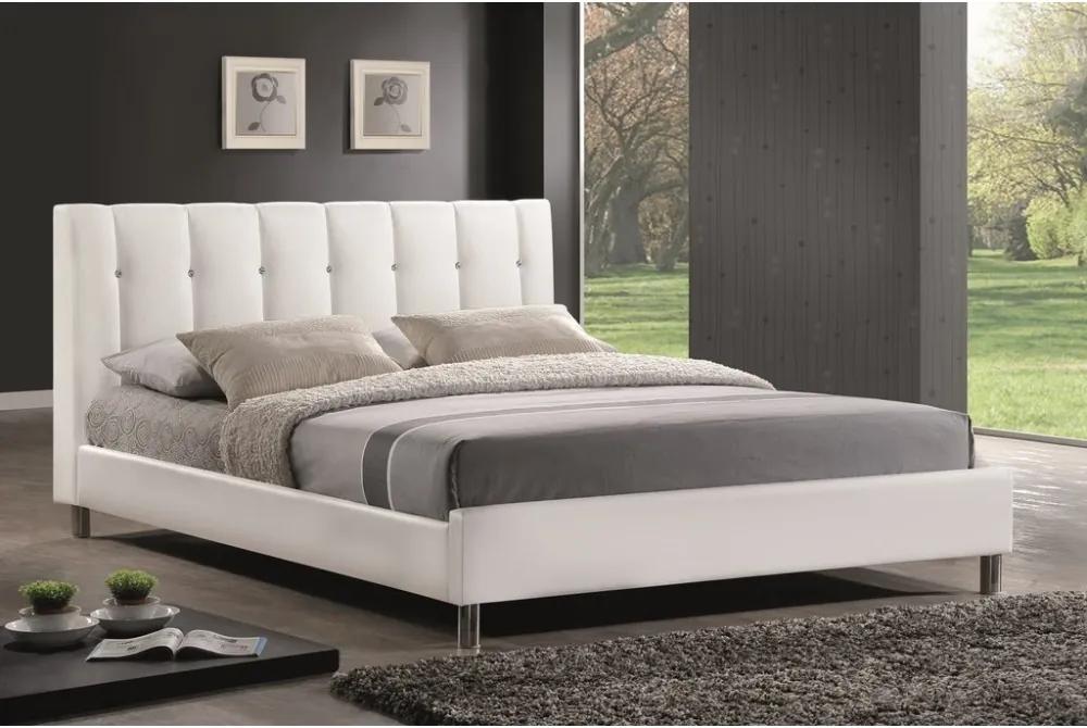 Moderní čalouněná postel NADI, 160x200, bílá KN nábytek