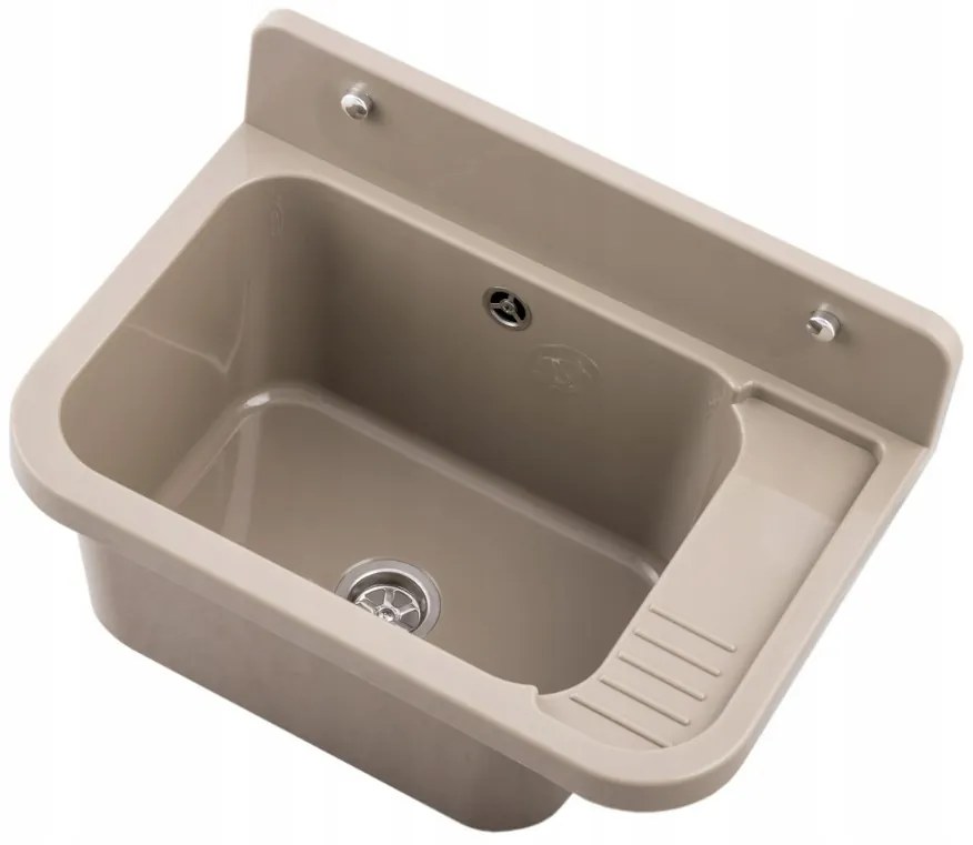 Sink Quality Universe, univerzální plastová výlevka 50x34x31 cm + sifon, 1-komorová, béžová, SKQ-KGK50-B