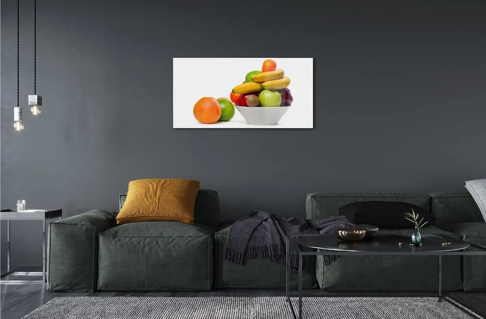 Obraz na skle Ovoce v misce 140x70 cm