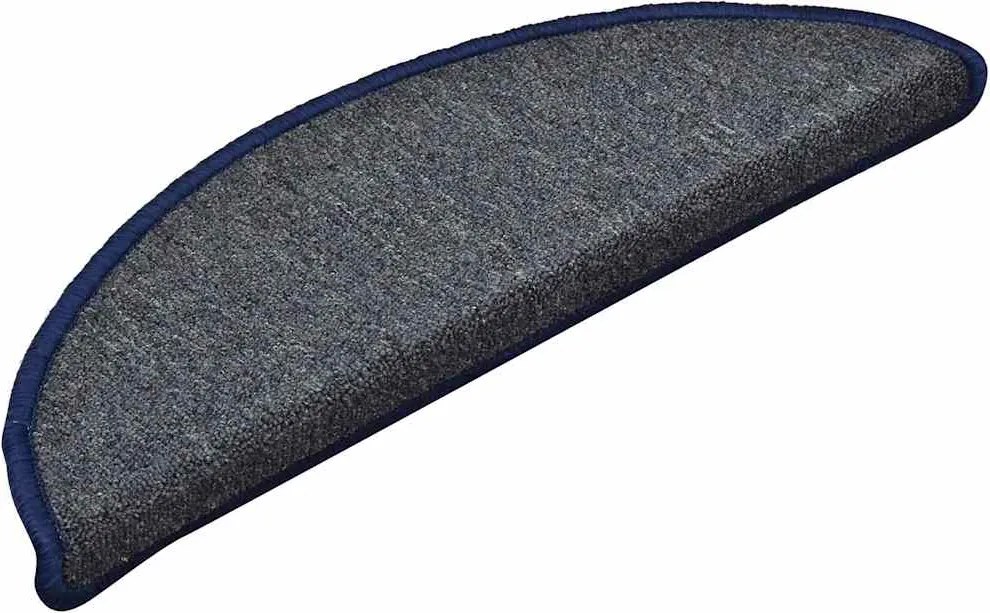 Schodové rohože 15 ks 56 x 17 x 3 cm tmavě šedé a modré, půlkulaté 322364