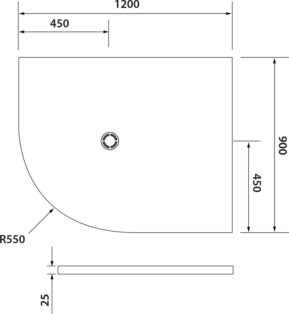 Polysan FLEXIA 120 x 90 x 2,5 cm 91391 sprchová vanička s možností úpravy rozměru pravá