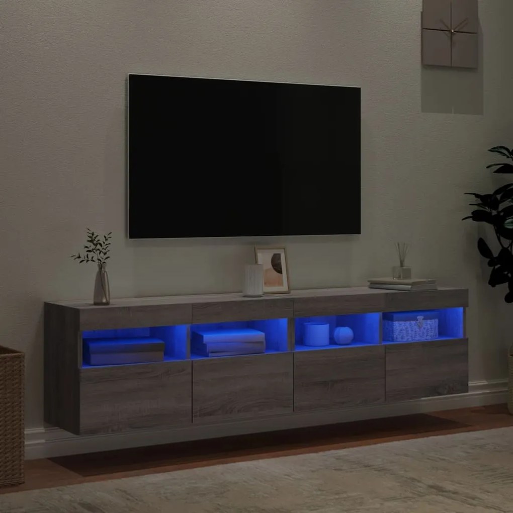 Nástěnné TV skříňky s LED 2 ks šedé sonoma 80 x 30 x 40 cm - Default Title
