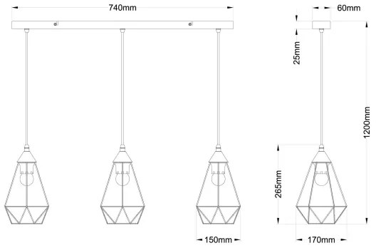 Globo 15745-3H - Lustr na lanku ZACHARY 3xE27/60W/230V