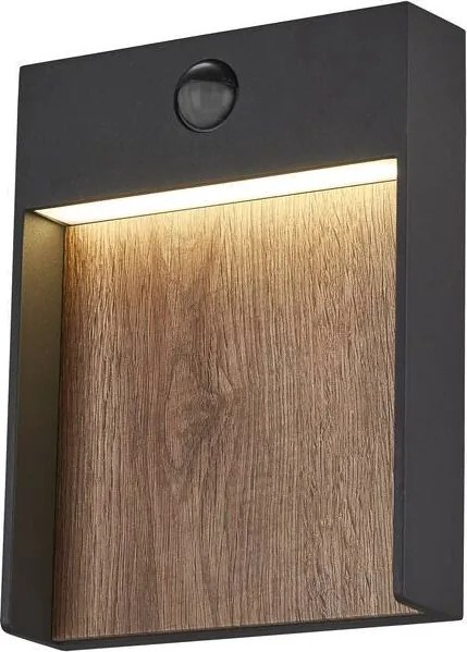 LA 1002955 FLATT SENSOR Outdoor, nástěnné LED svítidlo, 3000K, IP65, antracitové/hnědé - BIG WHITE (SLV)