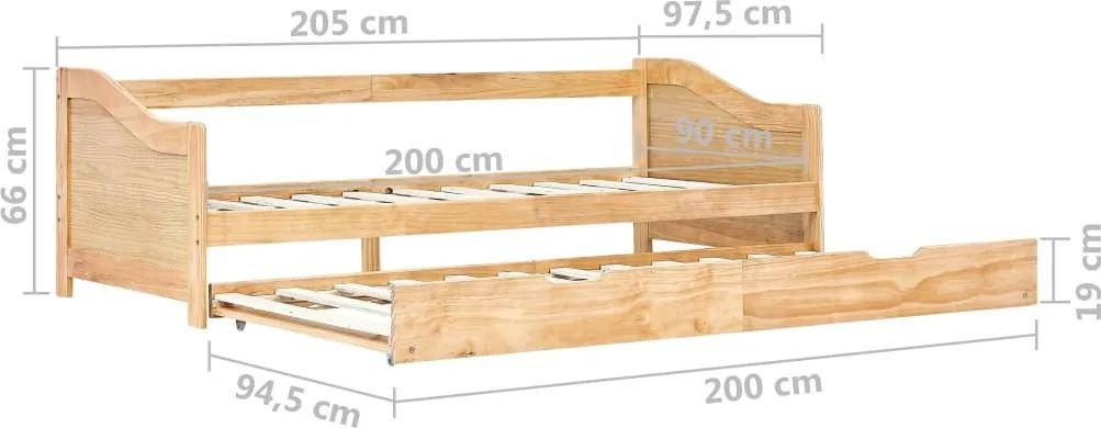 vidaXL Rám vysouvací postele/pohovky borové dřevo 90 x 200 cm [283150] Barva: tmavě hnědá