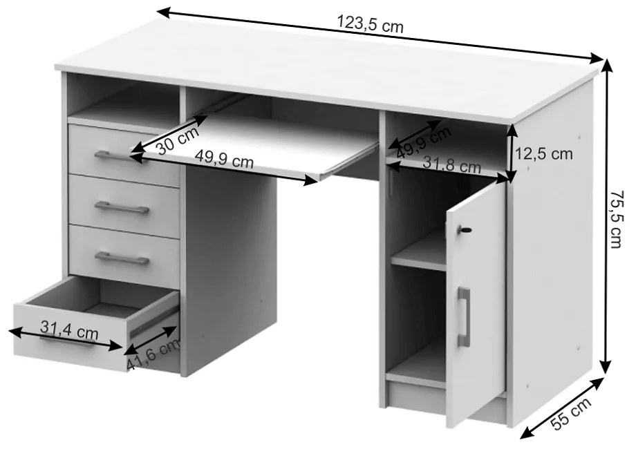 Kondela PC stůl, bílá, B9 NEW