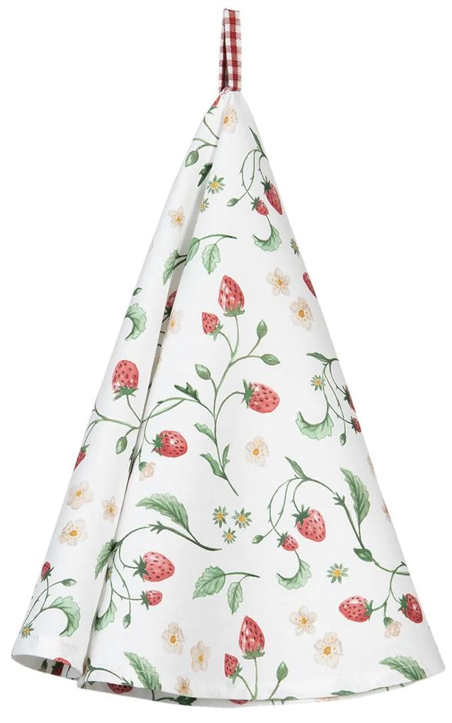 Bavlněná utěrka s motivem lesních jahod Wild Strawberries – 	Ø 80 cm