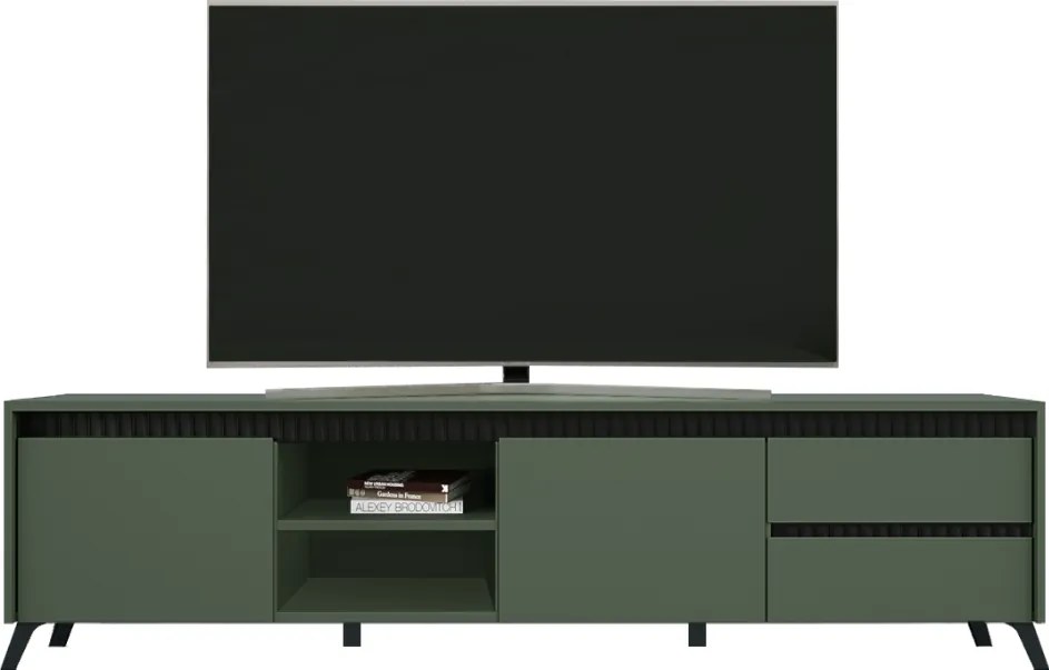 TV stolek, smoke zelená/černá, LONGY RTV2K2So