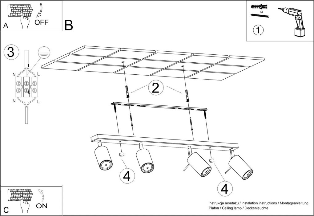 Sollux Lighting Stropní svítidlo RING 4L červené