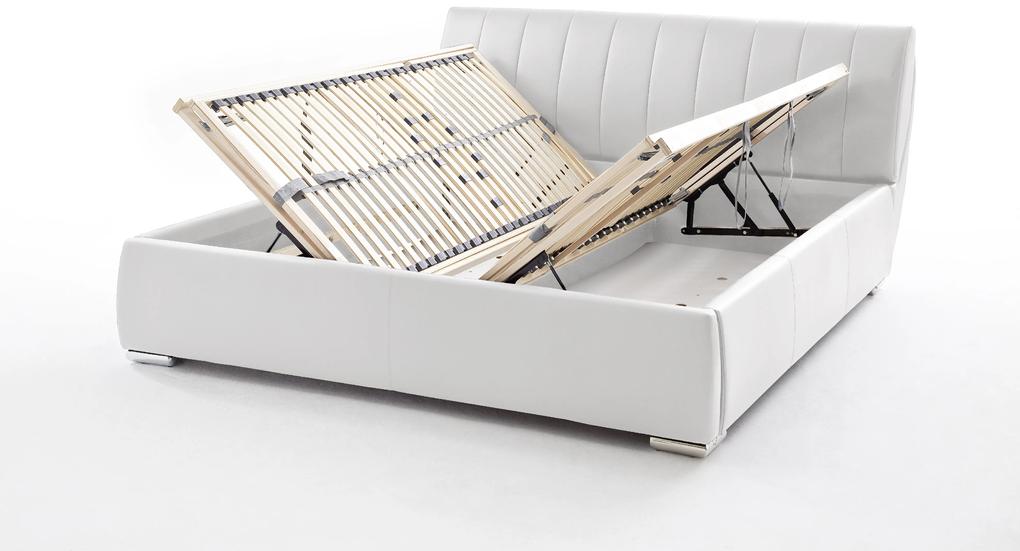 Bílá čalouněná postel BERN 180 x 200 cm - ekokůže