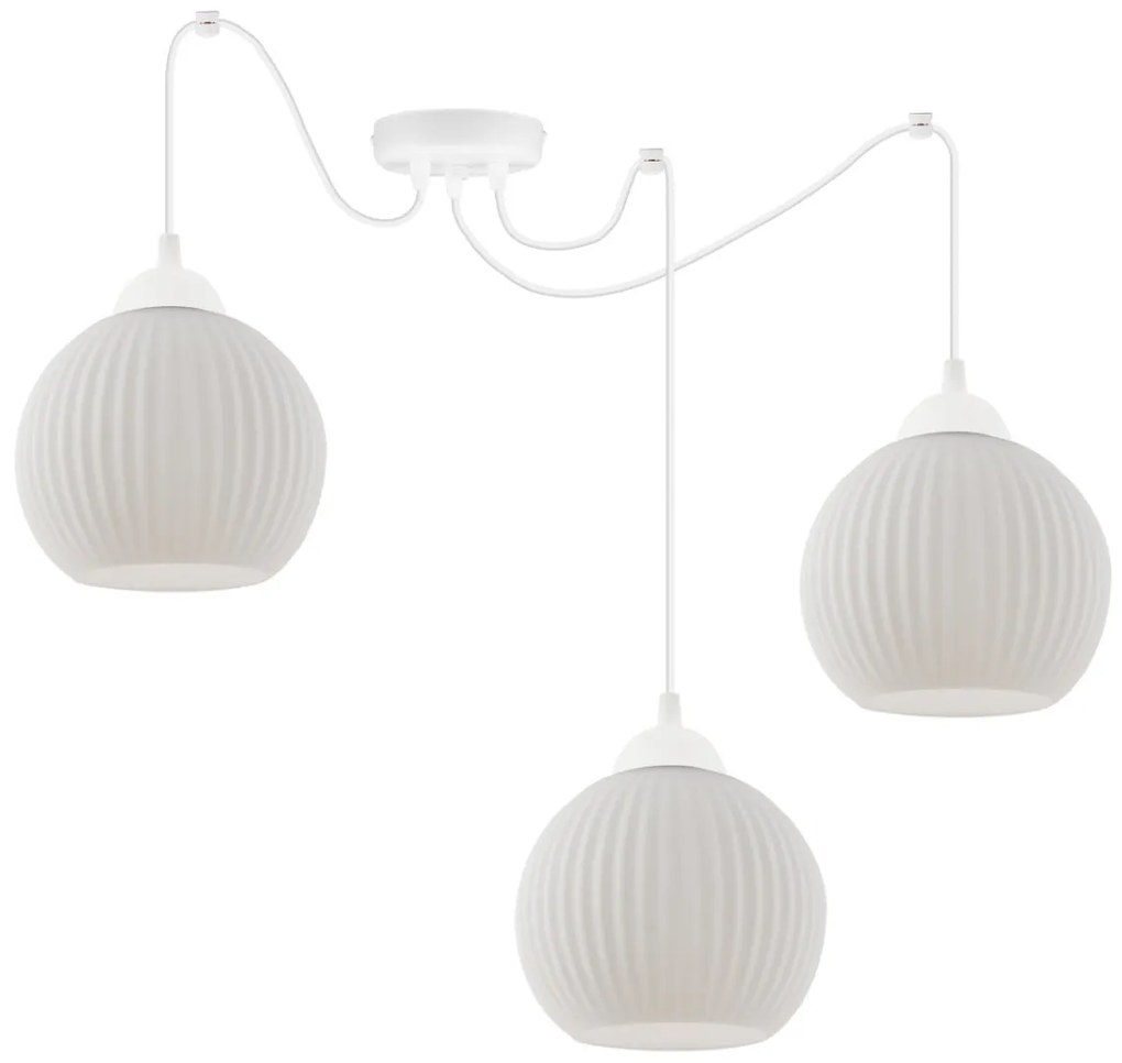 Závěsné svítidlo Riffle Round Spider, 3x bílé skleněné stínítko, w