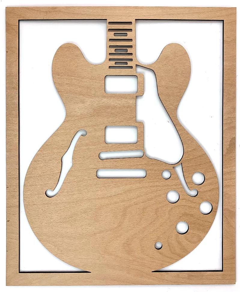 Živá Zeď Dřevěná nástěnná dekorace Semiakustická kytara