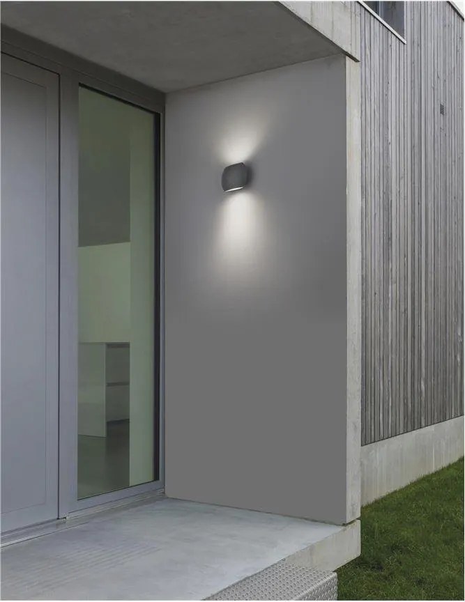 NV 741662 Venkovní nástěnné svítidlo COMO tmavě šedý hliník skleněný difuzor LED 2x3W 3000K 220-240V 2x34st. IP54 světlo nahoru a dolů - NOVA LUCE