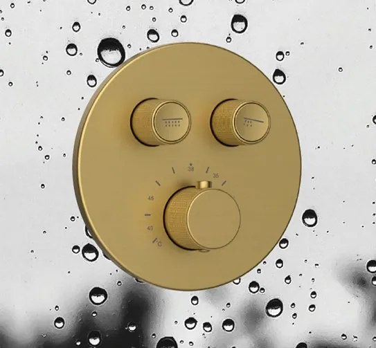 Sapho Sapho, SMART SELECT podomítková termostatická sprchová souprava, 2 výstupy, vystoupení, zlato mat, RP032GB-01