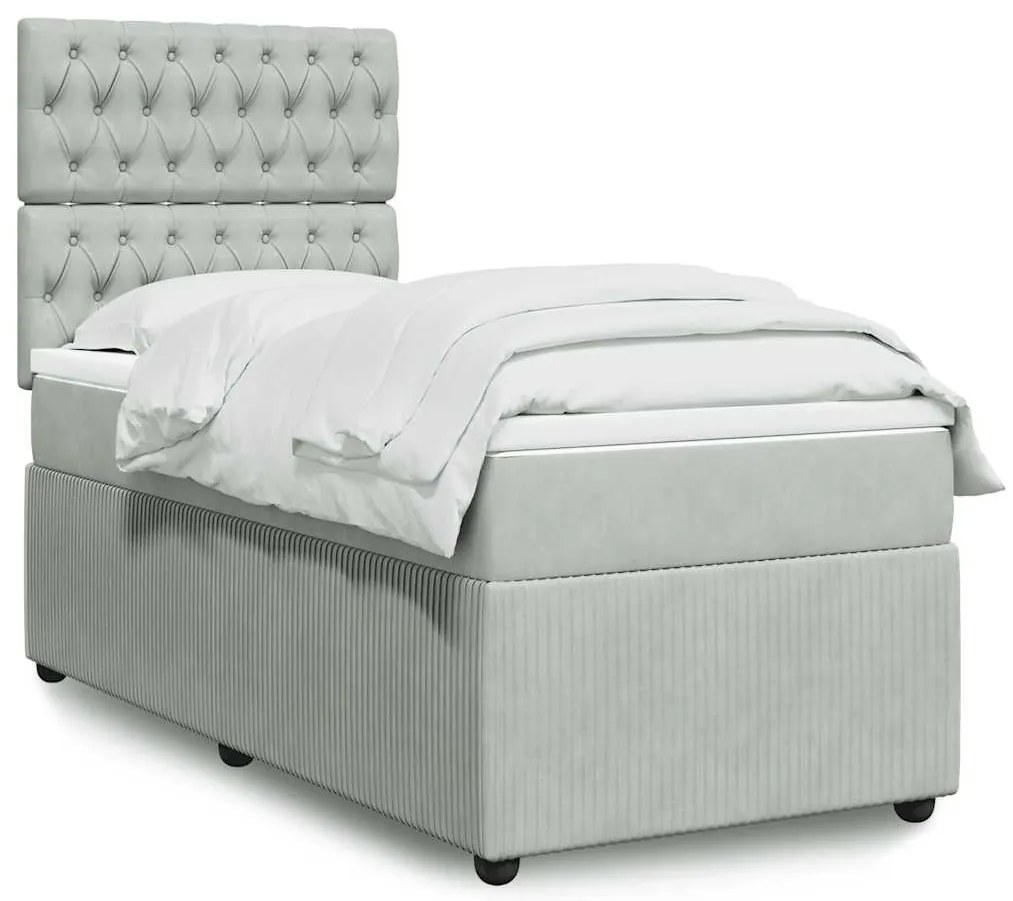 Box spring postel s matrací světle šedá 90x200 cm samet 3294544