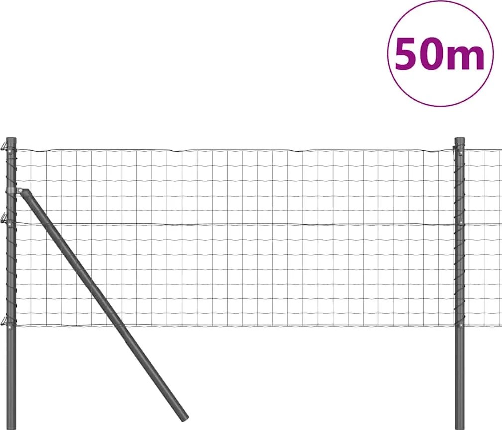 Euro plotové kotvení 50 x 0,6 m Ocel potažená PVC Šedá Síťovina 3350427