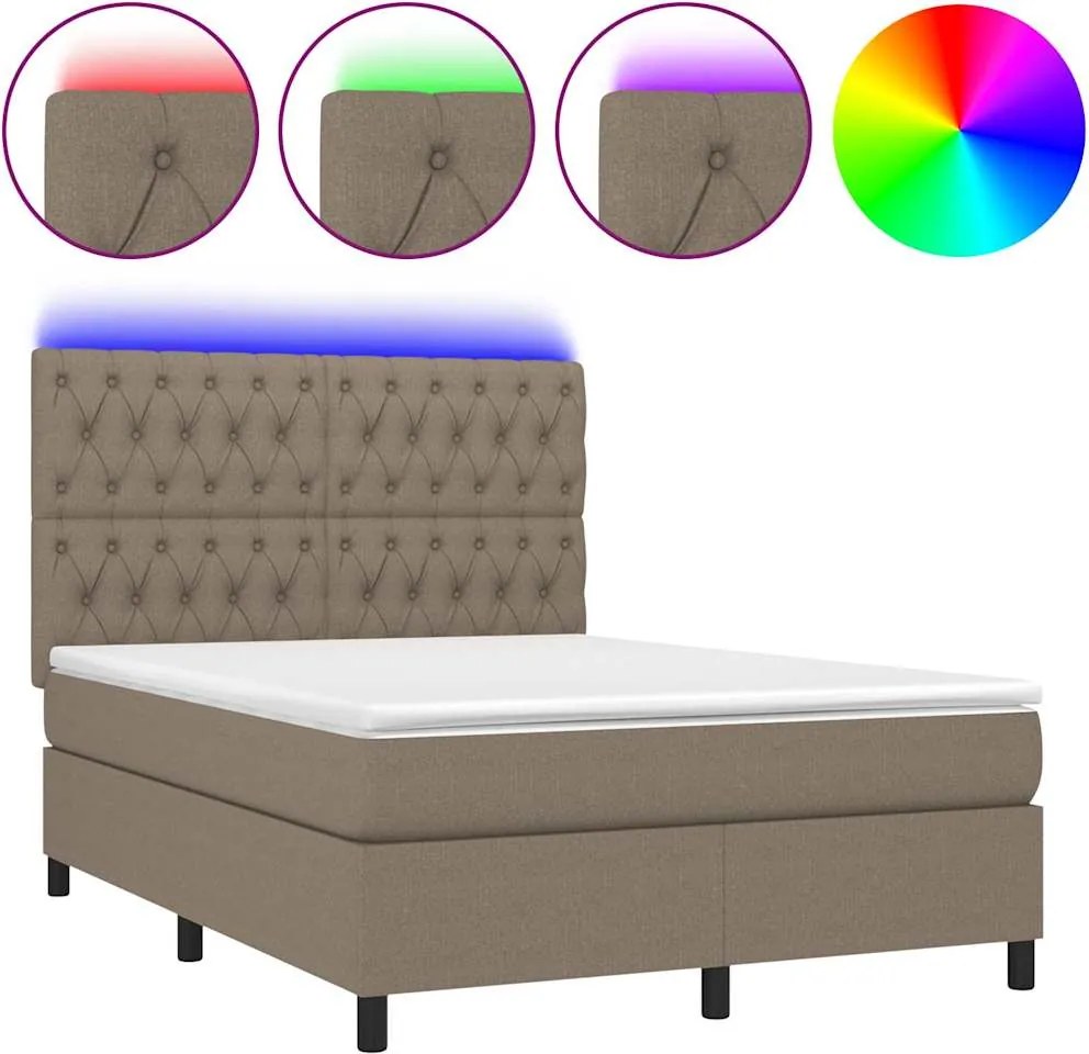 Box spring postel s matrací a LED taupe 140x190 cm textil 3135113