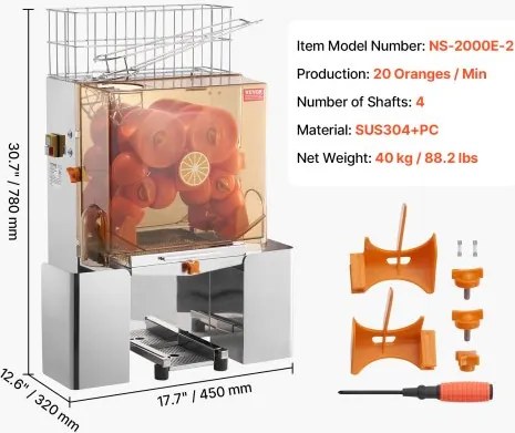Komerční odšťavňovač na pomeranče 120 W Odšťavňovač s filtračním boxem