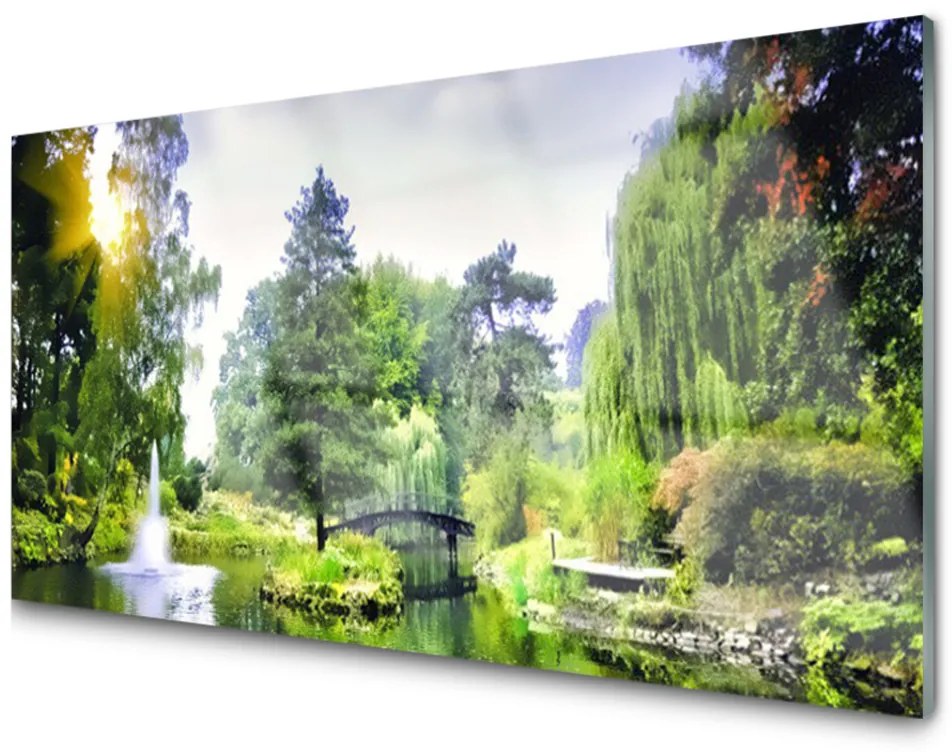 Obraz na skle Les Vodopád Slunce Příroda