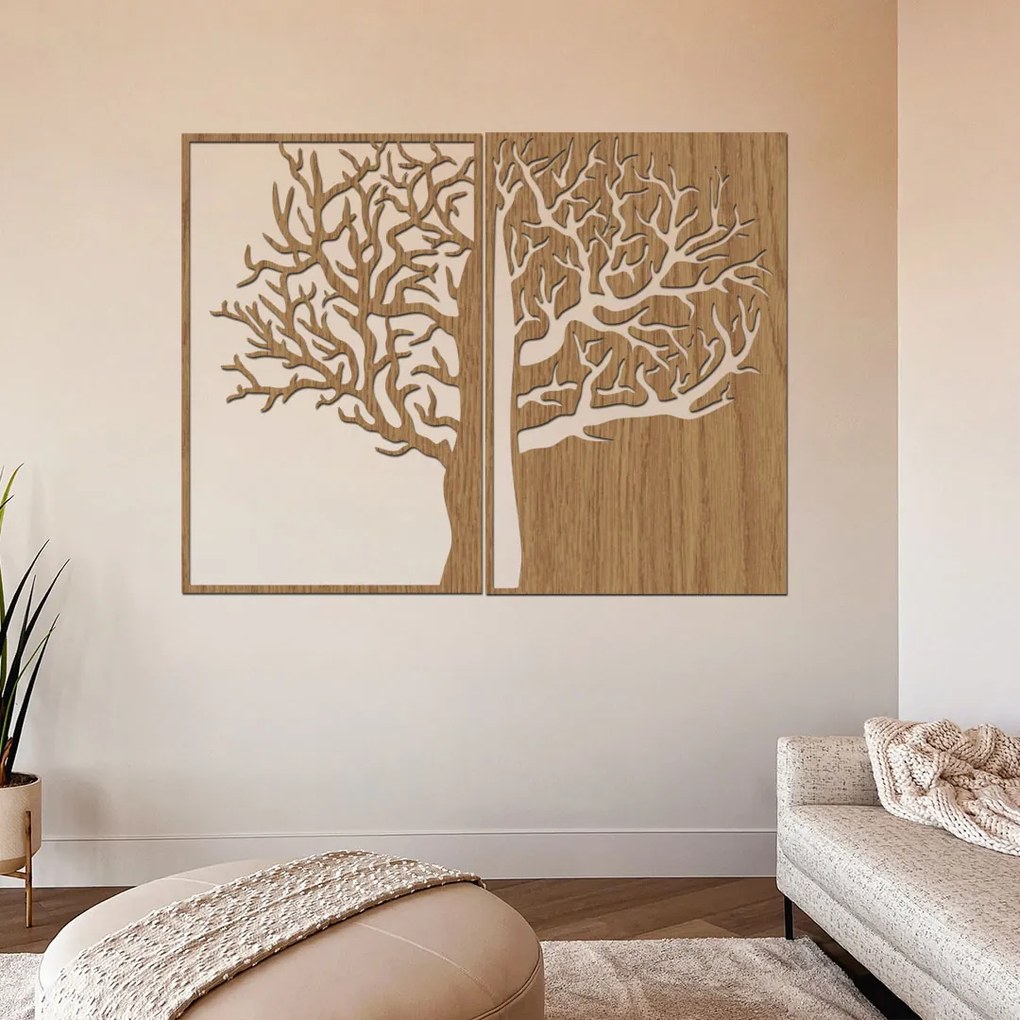 dřevo života Dřevěný strom na zeď DUALITY Barevný vzor: Bílá, Rozměry (cm): 120x90