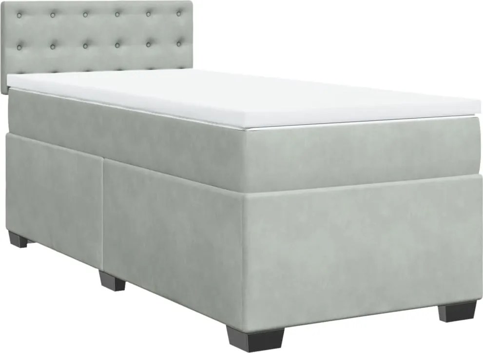 Box spring postel s matrací světle šedá 80 x 200 cm samet 3286174