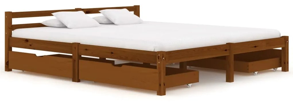 3060527 vidaXL Rám postele 4 zásuvky medově hnědý masivní borovice 180x200 cm