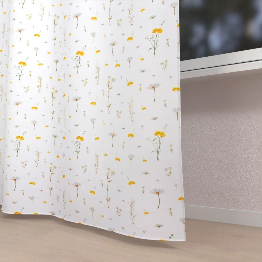 Biante Dětský bavlněný závěs Sandra SA-497 Žluté bylinky na bílém 150x220 cm