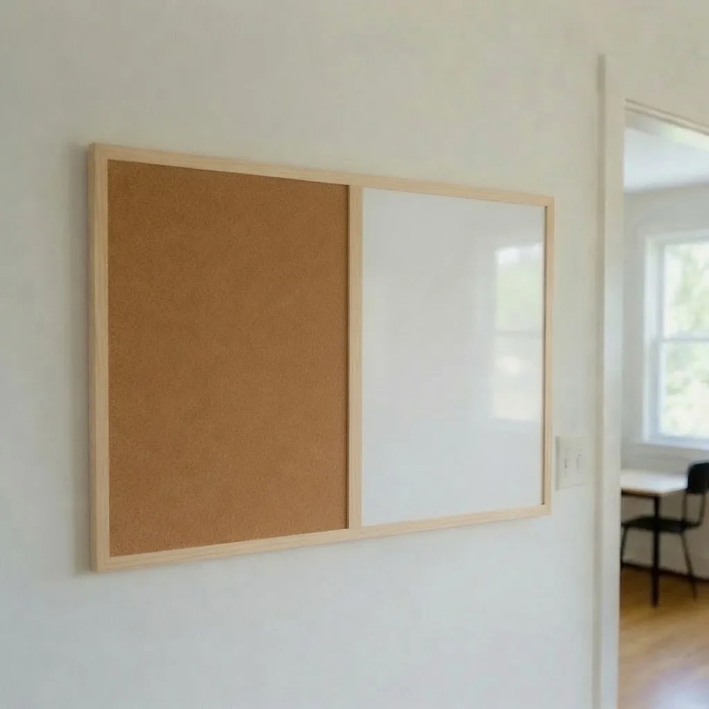 Toptabule.sk Kombinovaná tabule bílá v dřevěném rámu CLASSIC 90x60 cm