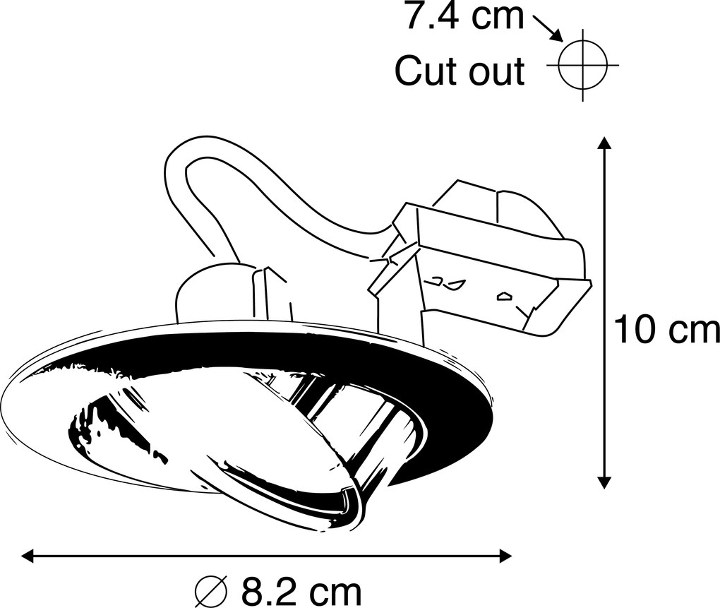 Sada 6 moderních zapuštěných bodových svítidel bílá naklápěcí GU10 50mm - Edu