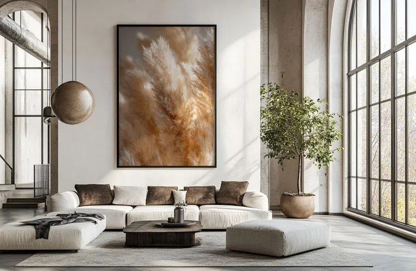 Jemnost přírody - obraz - Pampová tráva v teplých tónech 58 - A3 – 297 × 420 mm - 249 Kč