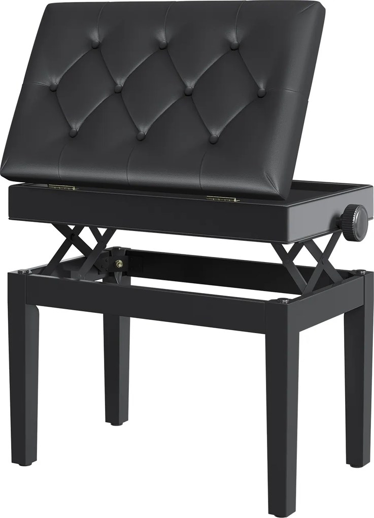 HOMCOM Klavírní lavice s úložným prostorem a nastavitelnou výškou 54,5x33x48-58cm, ideální jako kosmetický stolek pro milovníky hudby