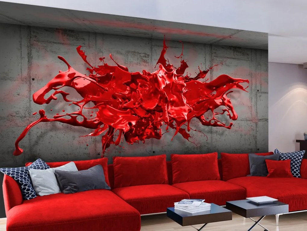 Samolepicí 3D tapeta červená (392x280 cm) - Murando DeLuxe