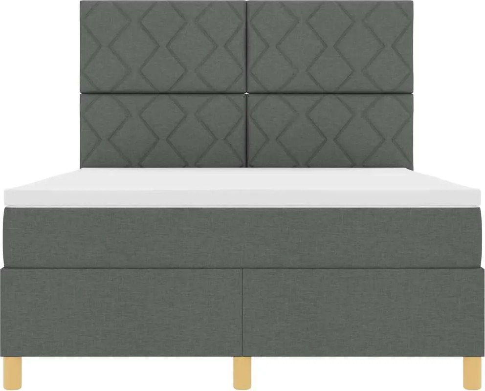 Postel s boxspringem s čelo Tmavě šedá 160 x 200 cm textil 3339708