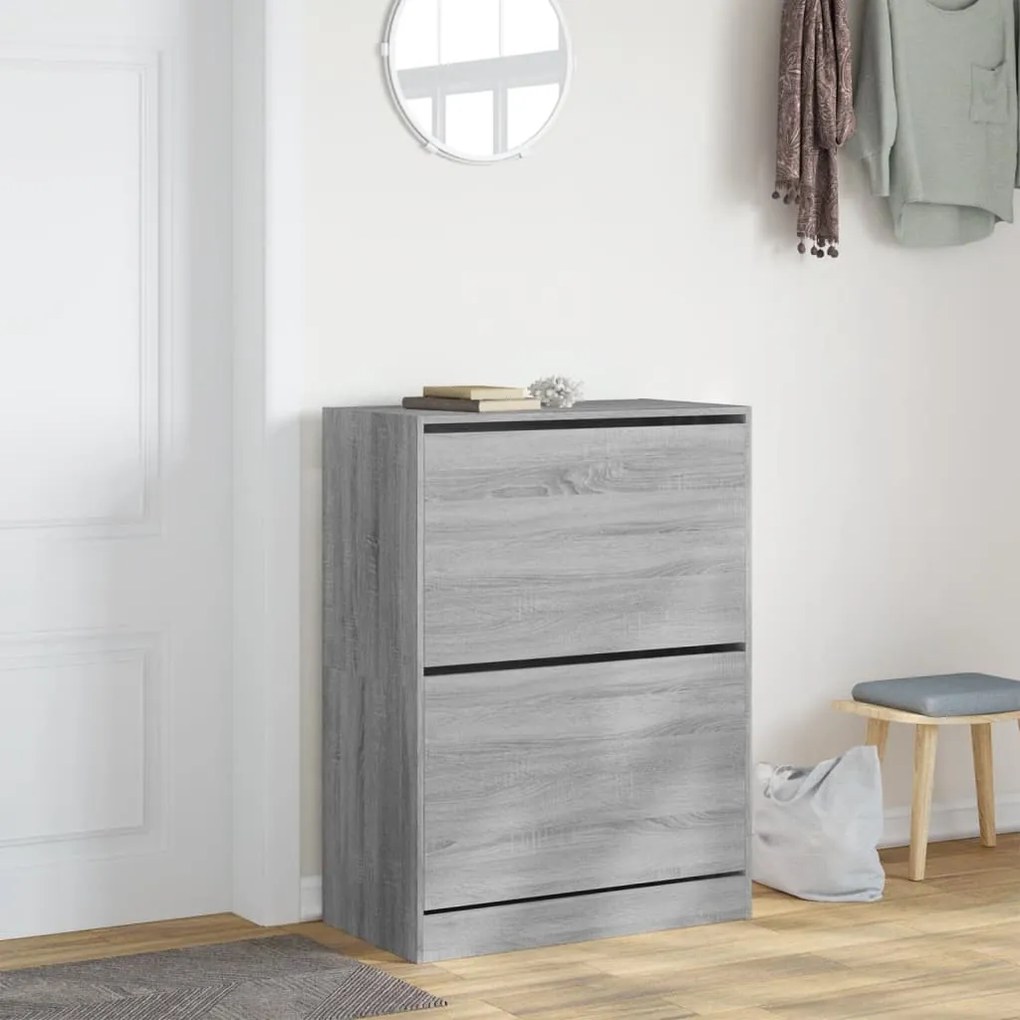 Botník se 2 výklopnými zásuvkami šedý sonoma 80 x 42 x 108 cm 3214404