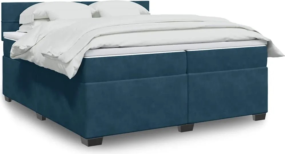 Box spring postel s matrací modrá 200 x 200 cm samet 3288706