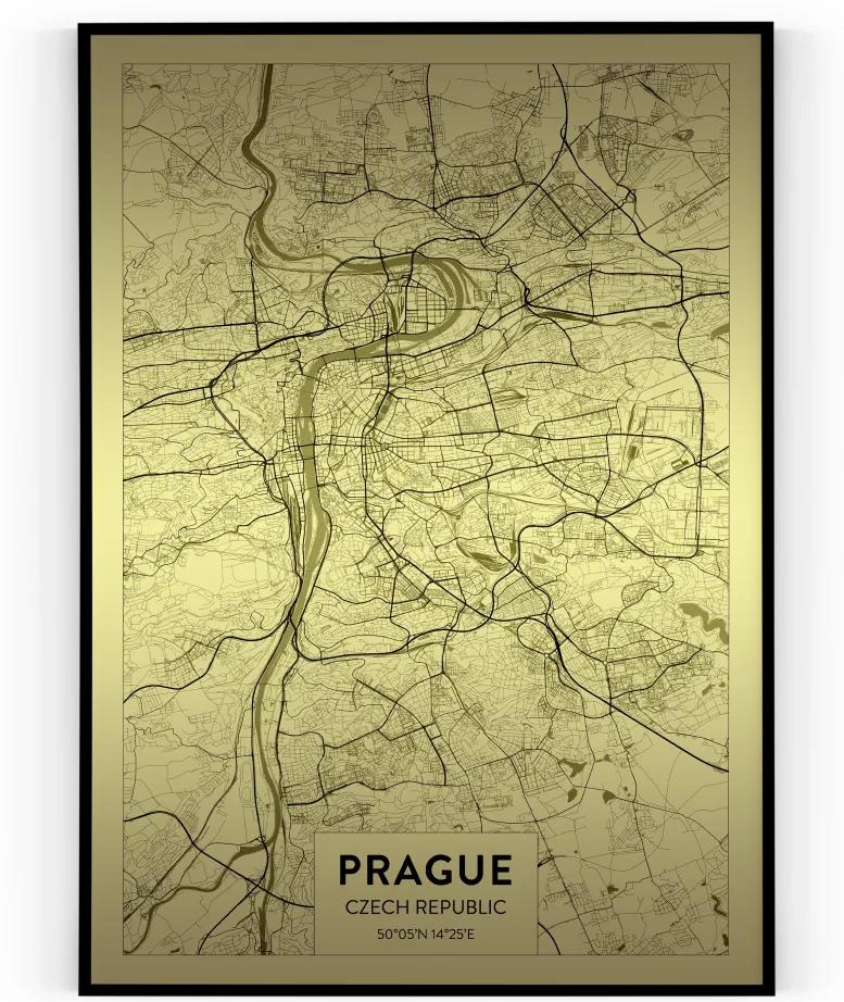 Obraz Mapa Praha 30 x 40 cm - napnuté plátno na dřevěném rámu