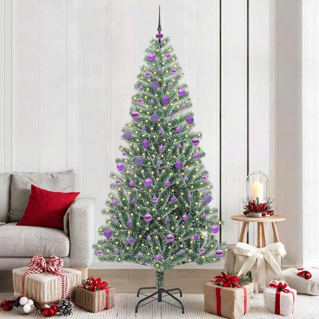 Umělý vánoční stromeček se sněhem a LED osvětlením 210 cm 3396830