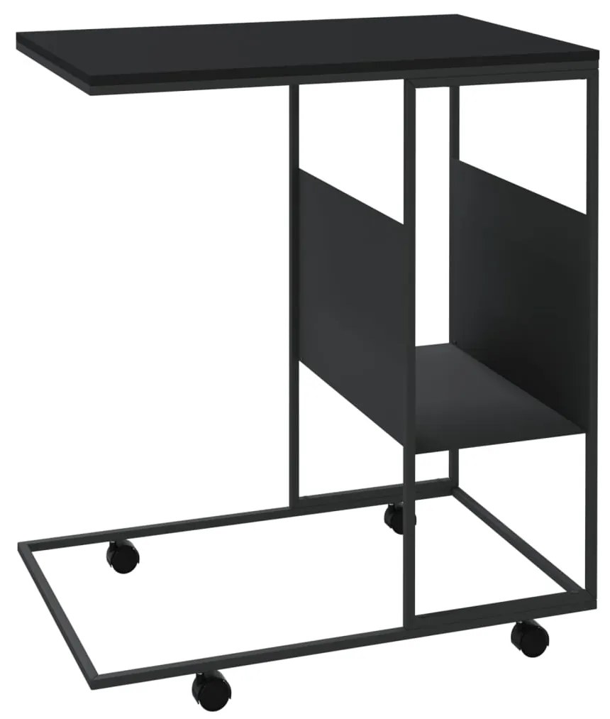 Odkládací stolek s kolečky černý 55x36x63,5 cm kompozitní dřevo - Default Title