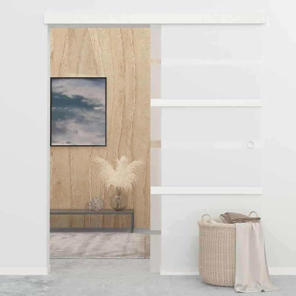 Posuvné dveře ESG sklo a hliník 90 x 205 cm stříbrné 288059