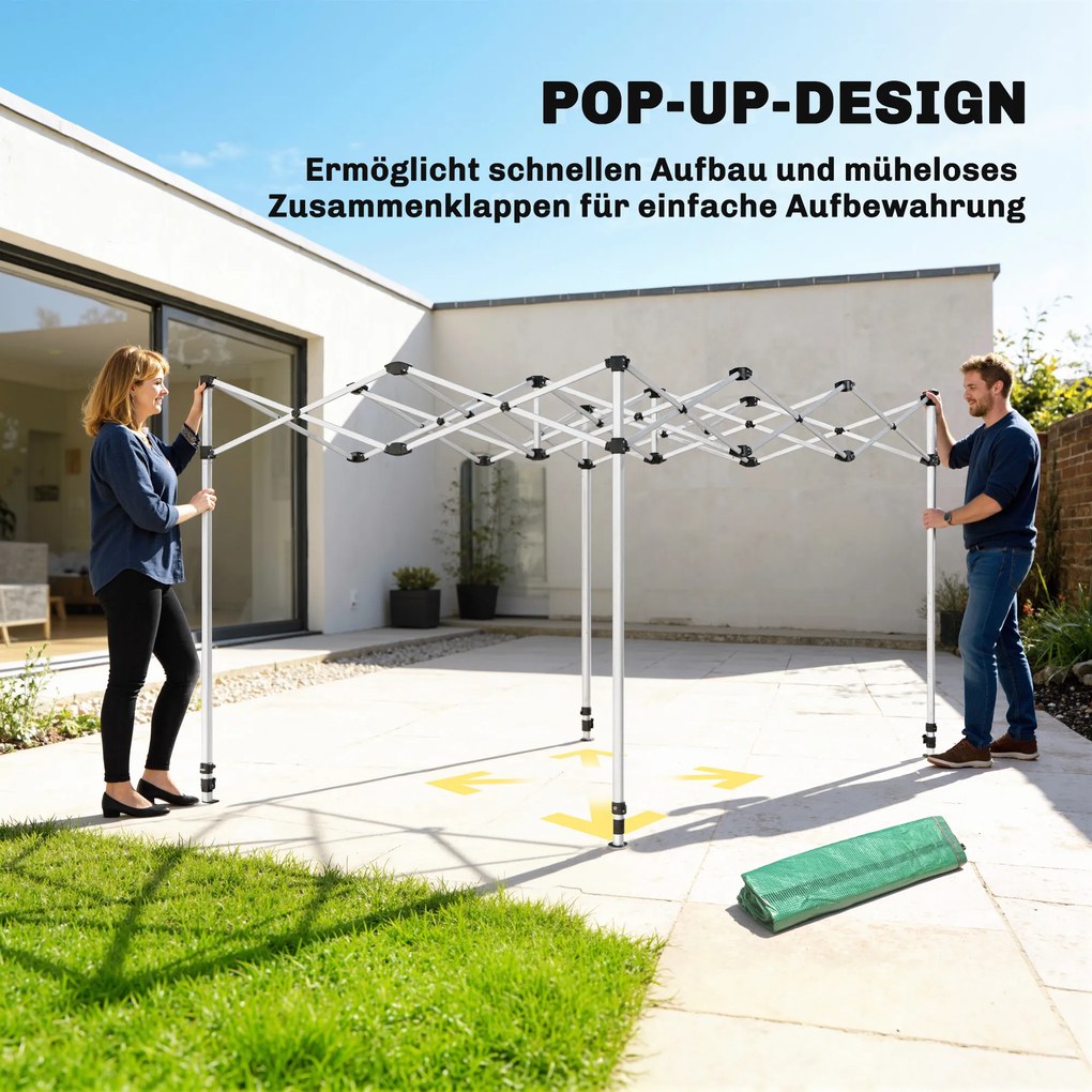 Outsunny Skleník cca 200x300x270 cm Skládací fóliový skleník se šikmou střechou Dveře a okna na zip