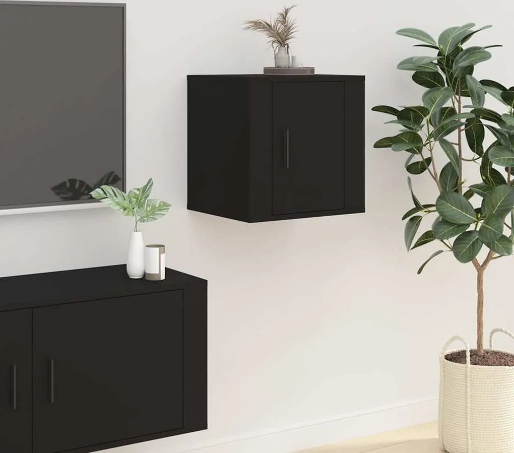 vidaXL Nástěnné TV skříňky 2 ks 40 x 34,5 x 40 cm [816643] Barva: Černá