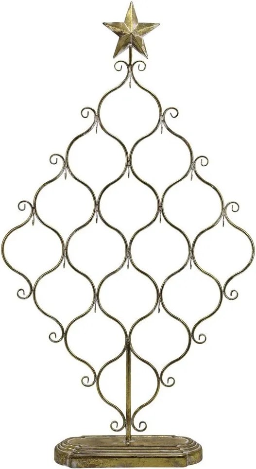 Elegantní kovový stojan na vánoční ozdoby v antik mosazi Vire - 60*13*106 cm