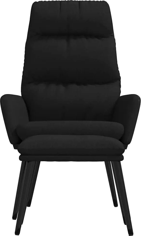 Relaxační křeslo se stoličkou černé textil a umělá kůže 3097511