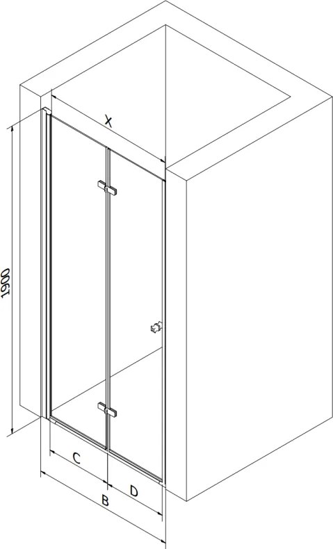 Mexen Lima, skládací sprchové dveře do otvoru 80 x 190 cm, 6mm čiré sklo, chromový profil, 856-080-000-01-00-D