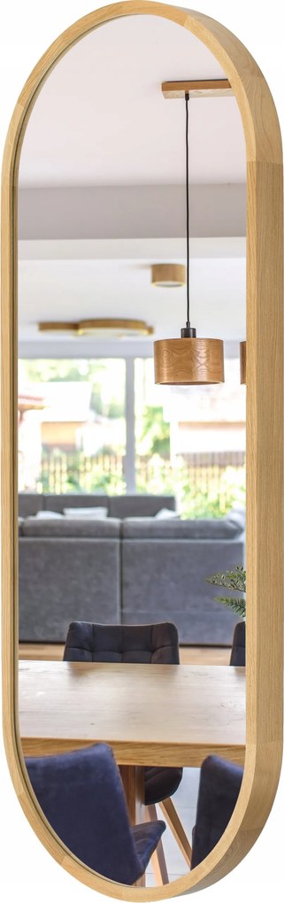 Zrcadlo Leja oválné v dřevěném rámu Dub 100x38 Stylové