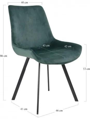 Jídelní židle MEMPHIS samet zelená, černá podnož House Nordic 1001311