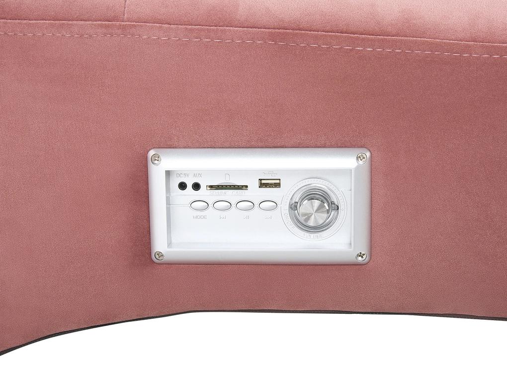 Sametová lenoška s Bluetooth reproduktorem a USB portem růžová SIMORRE Beliani